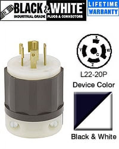 Leviton 2521 Industrial Grade Locking Plug, 20 Amp, 277/480 Volt, NEMA ...