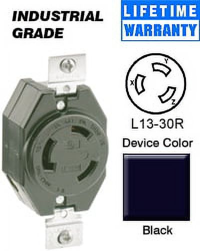 Leviton, 2690-065 Locking Outlet Receptaclem NEMA L13-30R, 30A, 600V ...