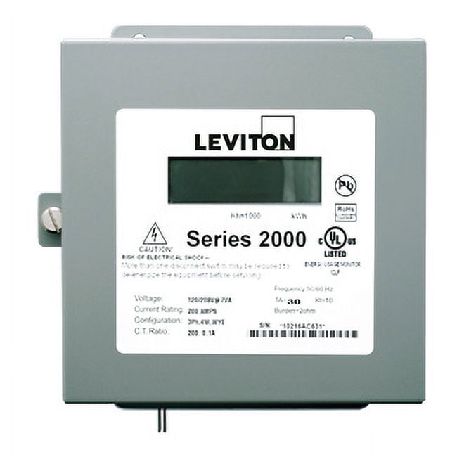 Leviton 2N208-T11 kWh Meter Kit 2000 Series Three Element 100A 120/208V ...