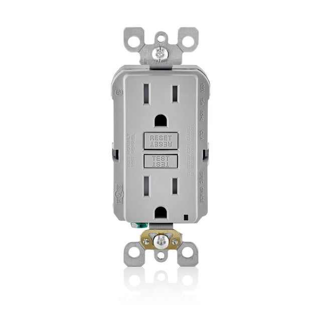 Leviton 3004973 SmartlockPro 15A 125V Duplex Light Gray GFCI Outlet, 5 ...