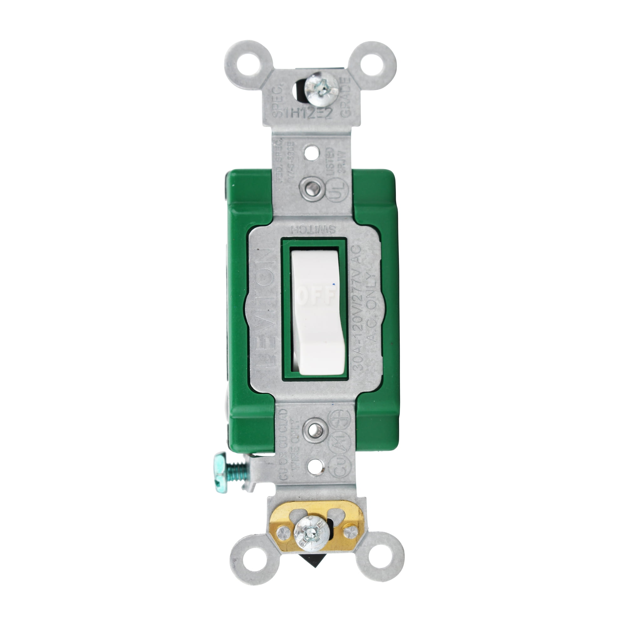Leviton 3032-2W 30 Amp, 120/277 Volt, Toggle Double-Pole AC Quiet ...