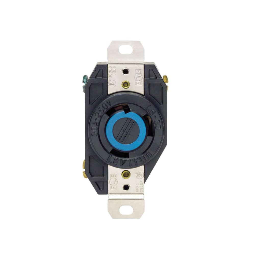 Leviton 30A 250V Black Grounded Single Locking Outlet Receptacle ...