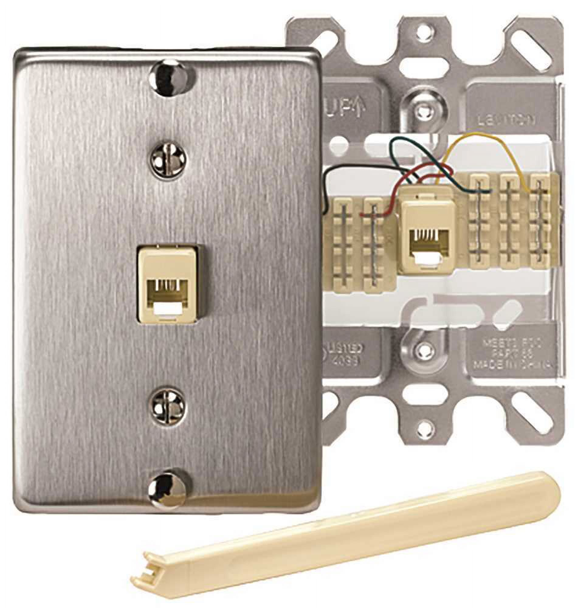 Leviton 40223-S 6-Postion 4-Conductor Telephone Wall Jack Quick Connect ...