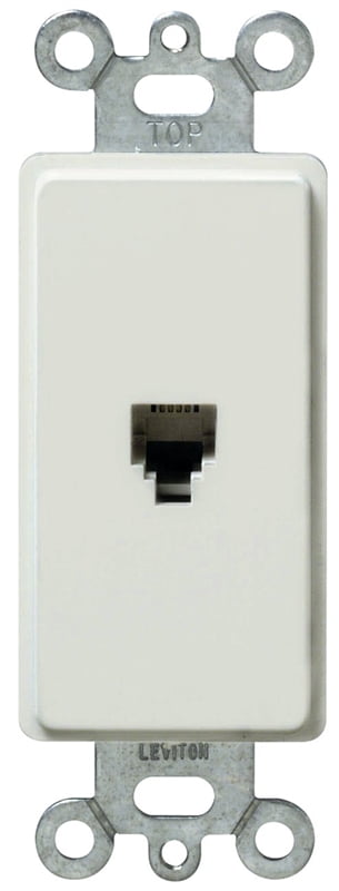 Leviton 40649-W White Decora 6P4C Telephone Jack Wall Plate Insert ...