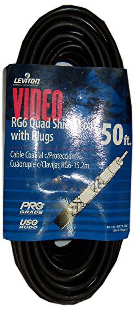 Leviton 40871-50E RG-6 Coaxial Cable, Black, 50ft - Walmart Business Supplies