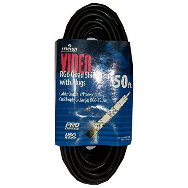 Leviton 40871-50E RG-6 Coaxial Cable, Black, 50ft - Walmart Business Supplies