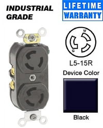 Leviton 4700 15 Amp, 125 Volt, NEMA L5-15R, 2P, 3W, Duplex Locking ...