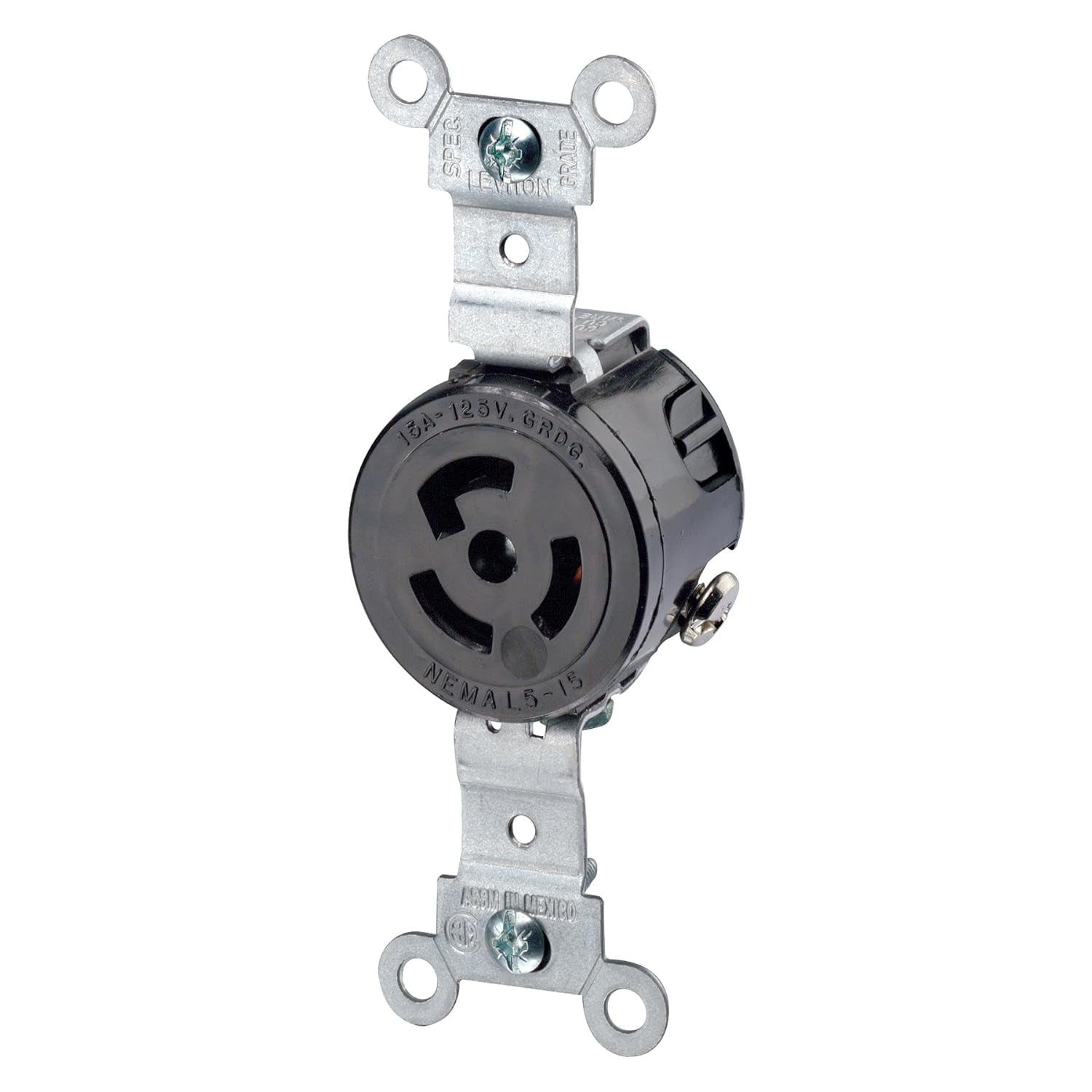 Leviton 4710 15 Amp 125 Volt Black Locking Electrical Outlet - Walmart.com