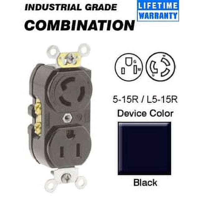 Leviton 4792 15 Amp, 125 Volt, Duplex Locking Receptacle, Industrial ...