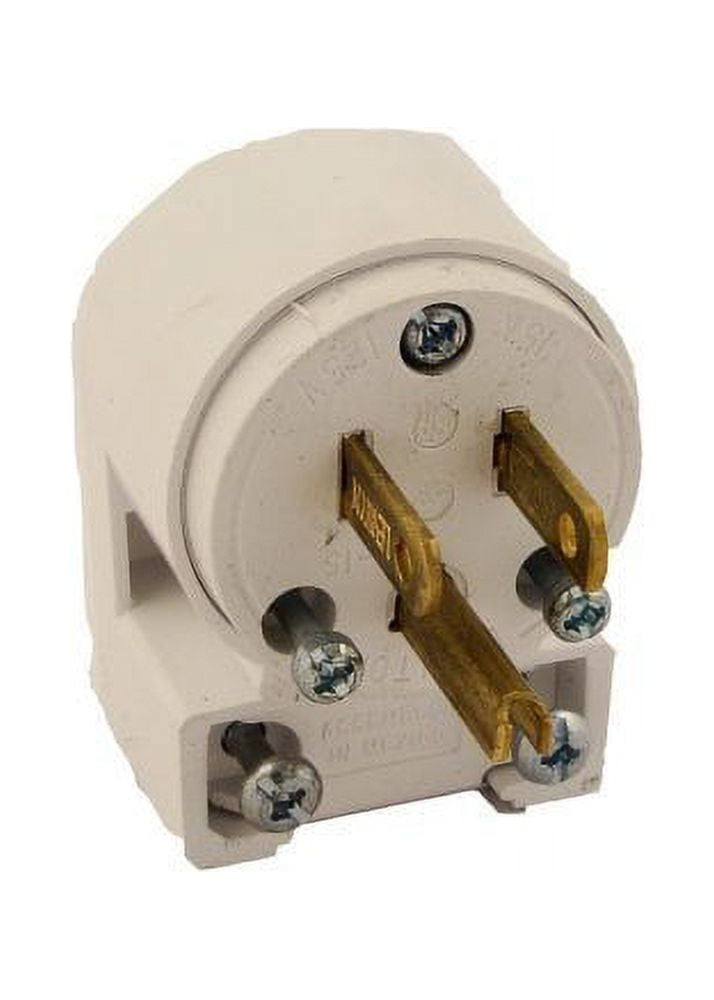 Leviton 515AN 3W Straight Blade Grounding Plug, 10-Pack, White ...