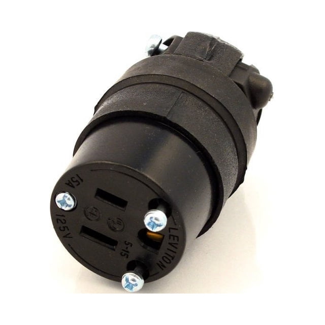 Leviton 515CR 15 Amp, 125 Volt, Cord Outlet, Rubber, Grounding, Black ...