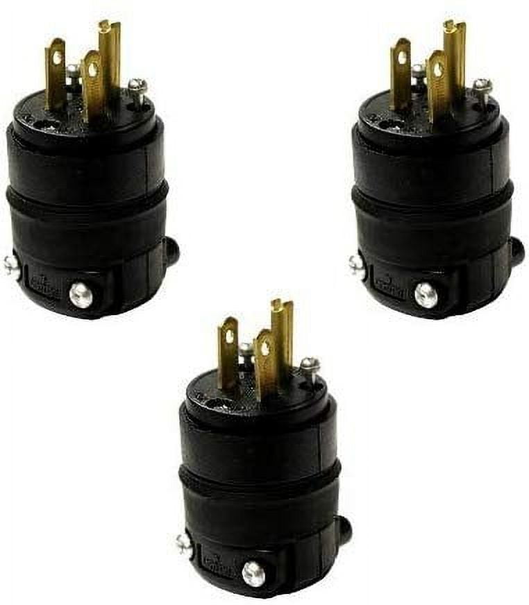 Leviton 515PR 15 Amp 125 Volt, Straight Blade Rubber Plug, NEMA 5-15P ...