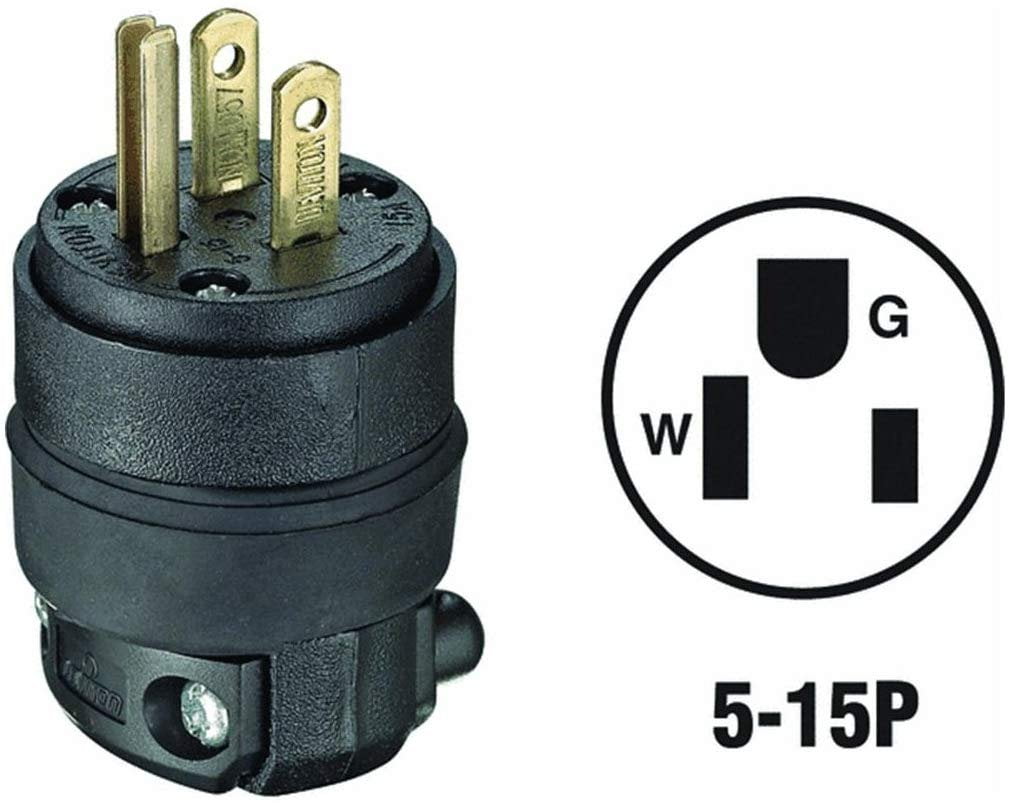 Leviton 515PR 6 Pack Rubber Back 3Wire 2 Pole Straight Blade Ground ...