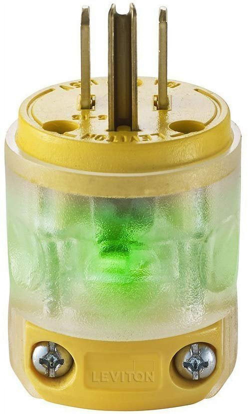 Leviton 515PV-LIT 24 Pack 15 Amp Straight Blade Grounding Lighted Plug ...