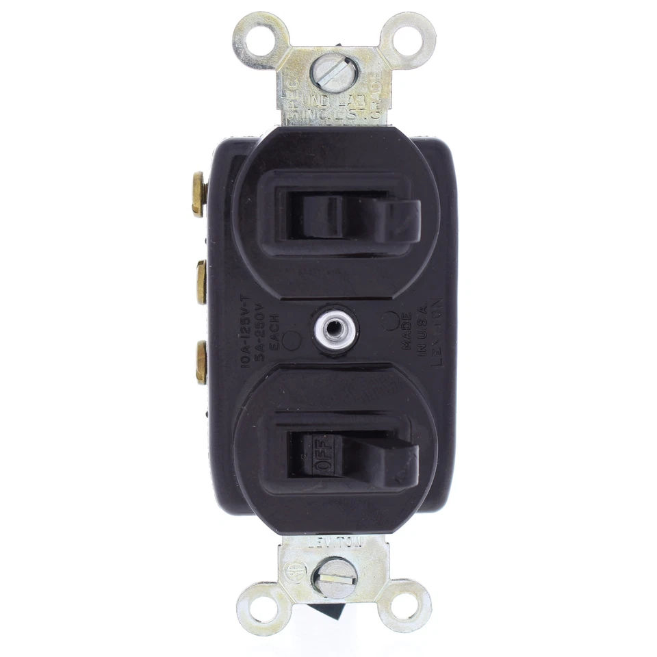 Leviton 5215 Brown Combination Single Pole 3-Way Flush Toggle Switch ...