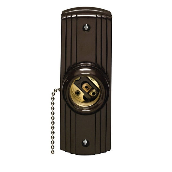 Leviton 5235 Levolet Lampholder, Pull Chain, 660W-250V, Surface Mount; Residential Grade ...