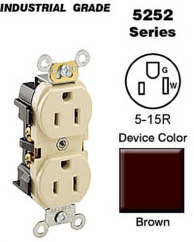 Leviton 5252 Duplex Receptacle Industrial Grade 5-15R 15A 125V BandS 8 ...