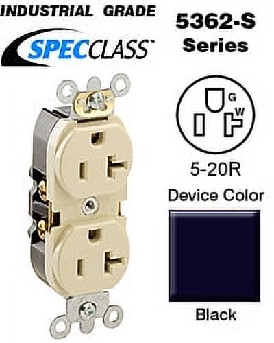 Leviton 5362-SE Duplex Receptacle Contractor Pack Industrial Grade 5 ...
