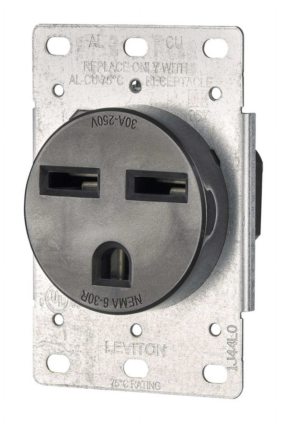 Leviton 5372-S00 Flush Mount Power Outlet, 30A, 250V, NEMA 6-30R, 2P ...