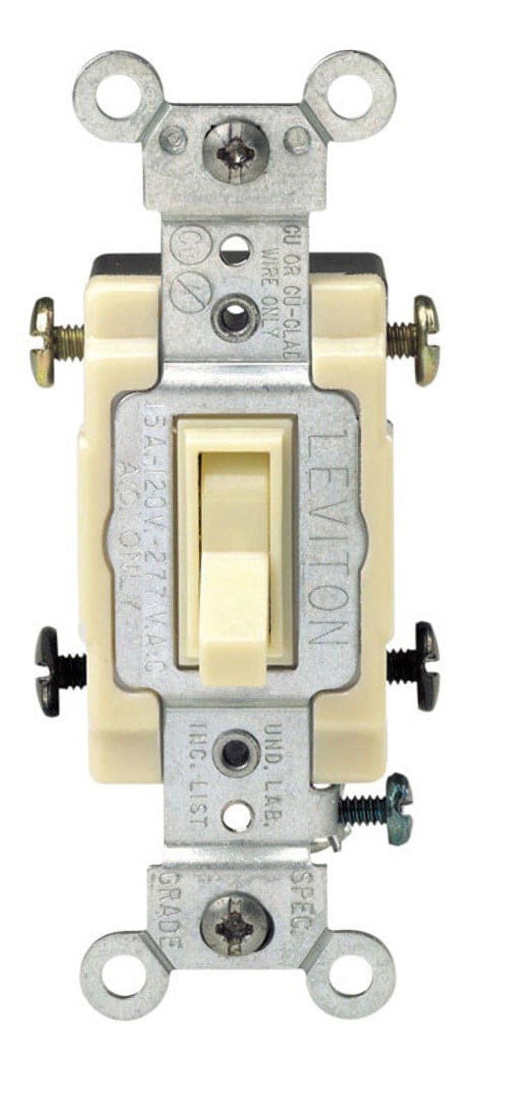 Leviton 15A 120/277V Metal Ivory Grounded Ac Quiet Toggle Switch ...