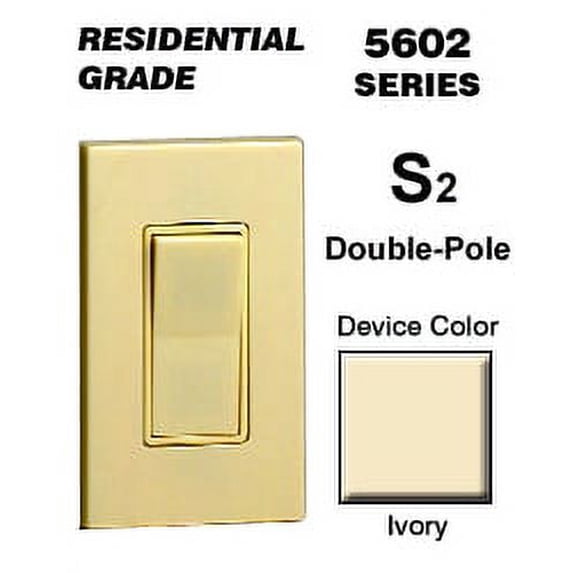 Leviton 5602-2I 15 Amp Double-Pole Decora Rocker Switch Residential ...
