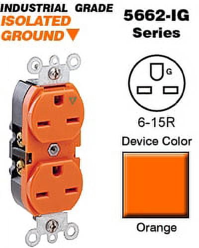 Leviton 5662-IG Duplex Receptacle Isolated Ground Industrial Grade 6 ...