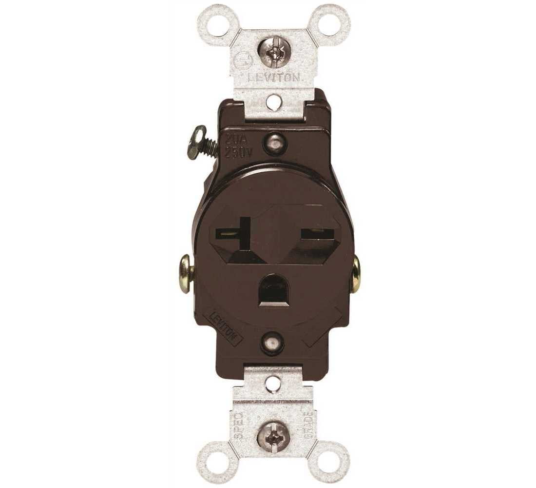 Leviton 5821 20 Amp Commercial Grade Double-Pole Single Outlet, Brown ...