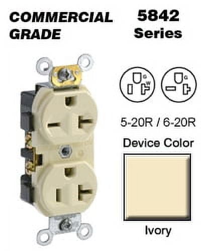 Leviton 5842-I Duplex Receptacle Dual Voltage Commercial Grade 5-20R_6 ...