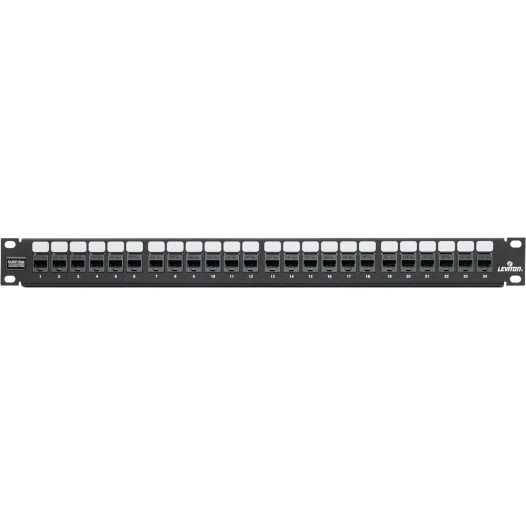 Leviton 5G270-U24 24-Port GigaMax 5e Flat QuickPort UTP Patch Panel 1RU ...