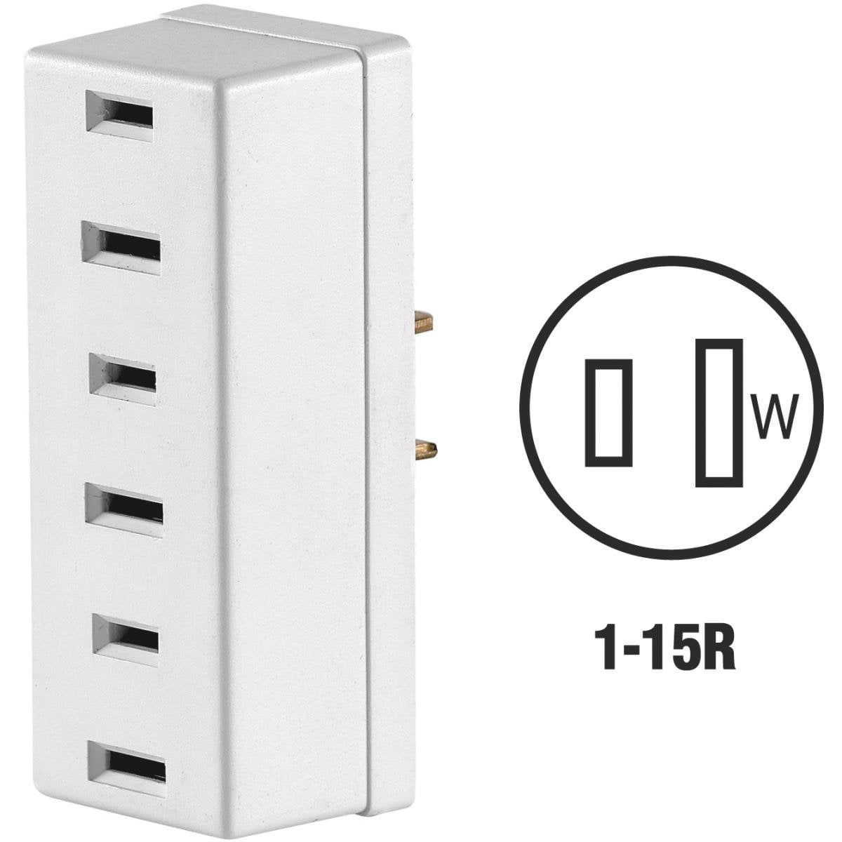 Leviton 63-W 15 Amp, 125 Volt, Polarized Triple Outlet Adapter, Non ...
