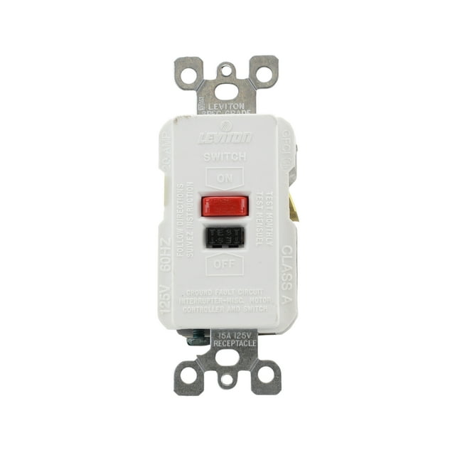 Leviton 6490-W GFCI Faceless Switch Rated Receptacle 20A 125VAC Feed ...