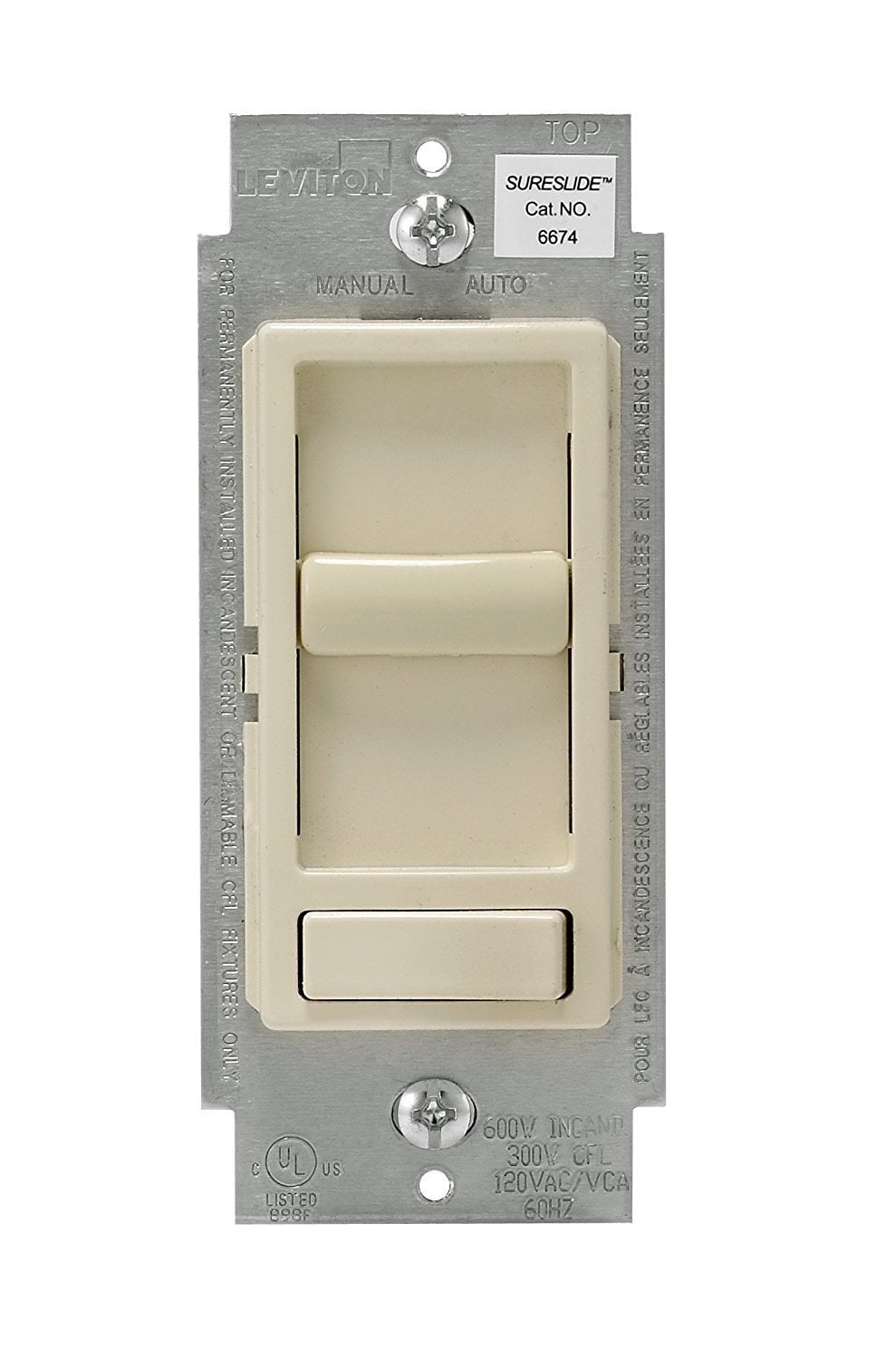 Leviton 6674-P0T 6 Pack Decora SureSlide Slide CFL LED dimmer, Light ...