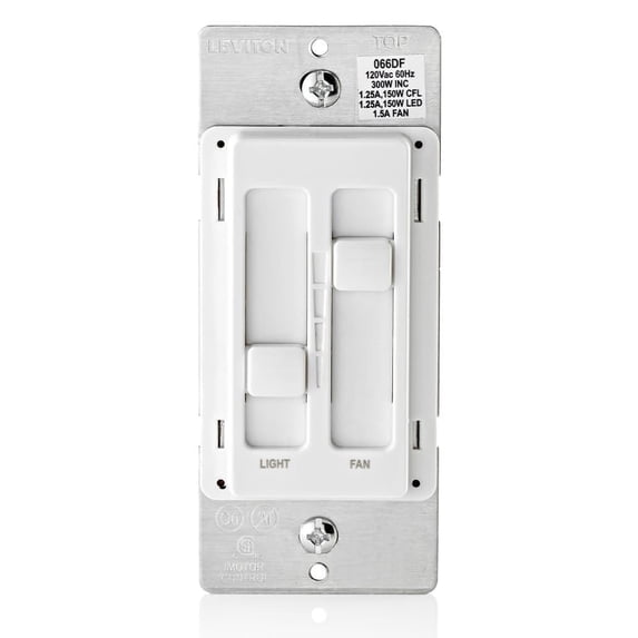 Leviton Dimmer Slide Switch, Decora SureSlide White, Fan and LED ...