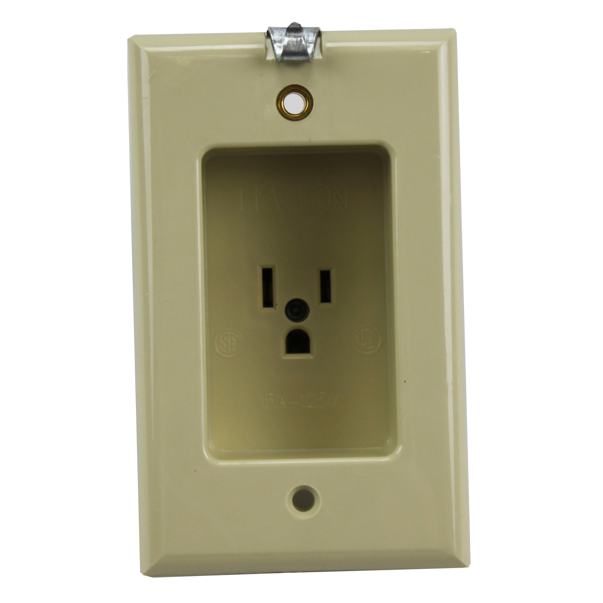 Leviton 688-I 15 Amp, 125 Volt, 1 Gang Recessed Single Receptacle ...