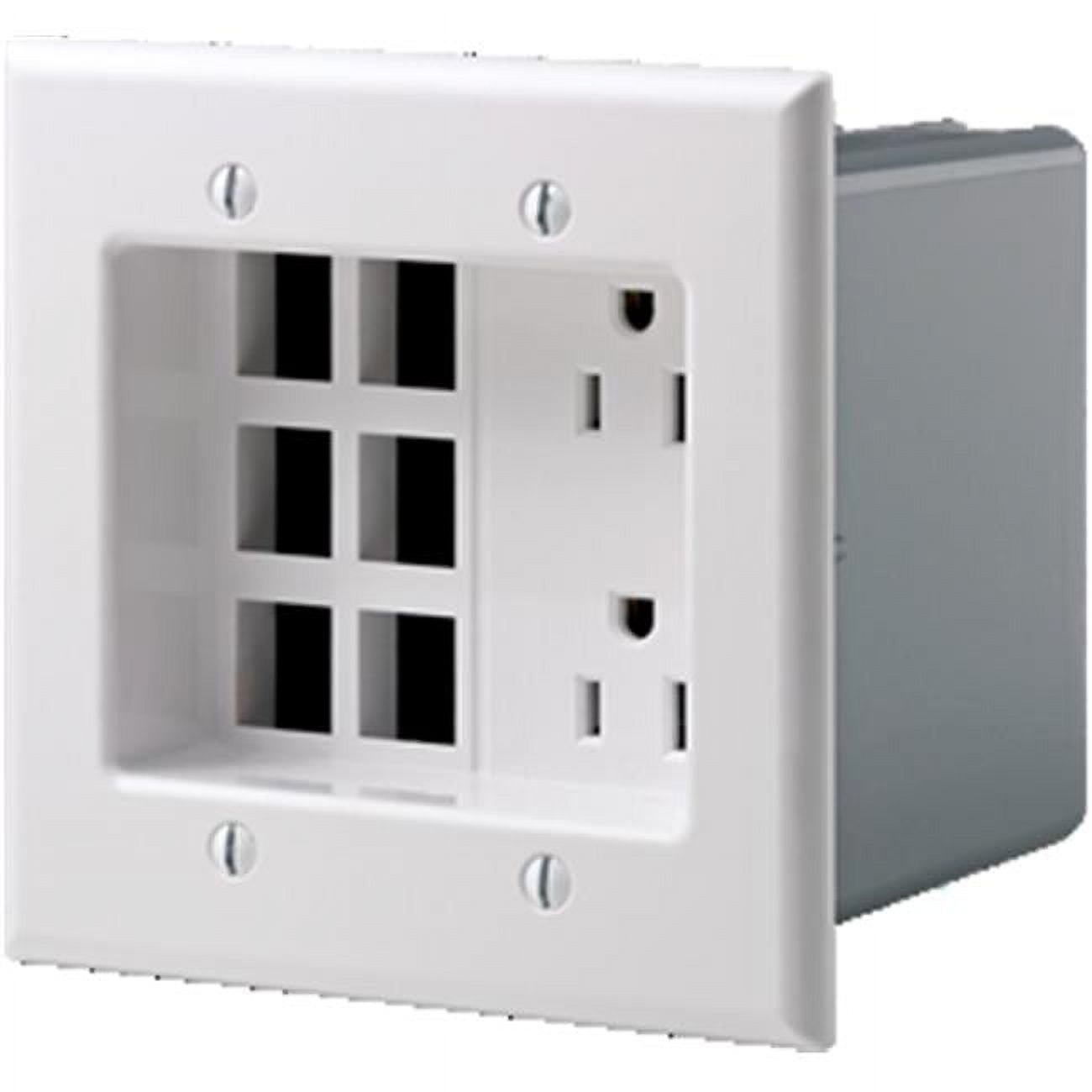 Leviton 690-W 2-Gang Recessed Box with Receptacle & 6-Port Quickport ...