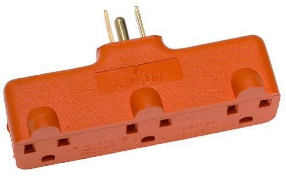 Leviton 699-OR Heavy Duty Triple Outlet Adapter, 15-Amp, 125-Volt ...