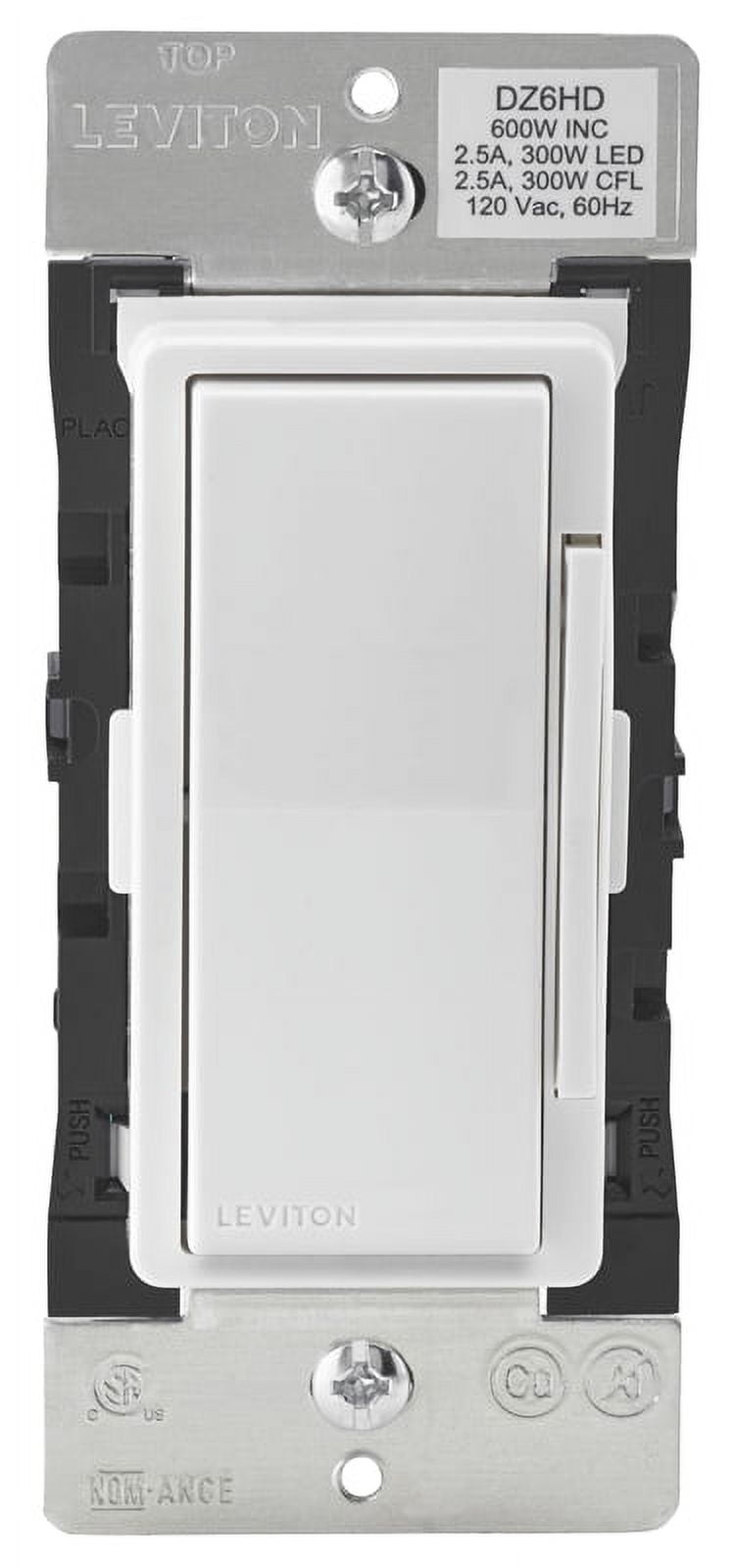 Decora Smart R51-DZ6HD-1RZ Dimmer, 1 -Pole, 3 -Way, 120 V, 60 Hz, Z ...