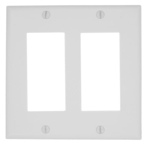 Leviton 80409-NW 2-Gang GFCI Device Decora Wallplate, Standard Size ...