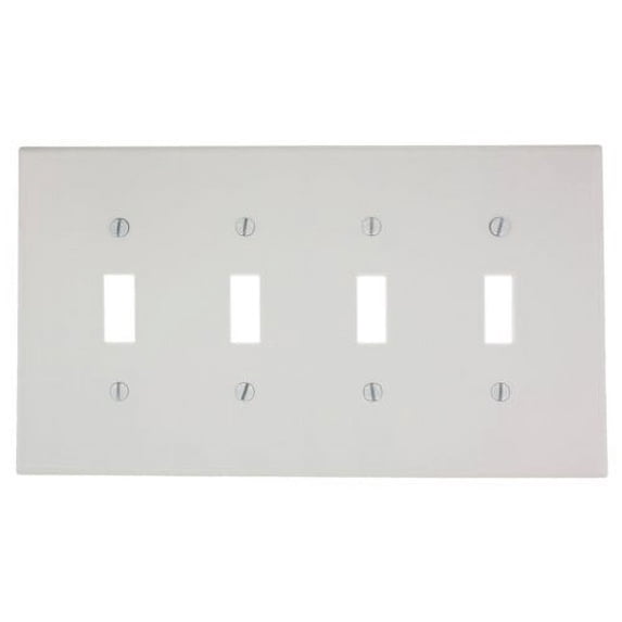 Leviton Midway Size Four Gang Toggle Light Switch Wall Plate ...