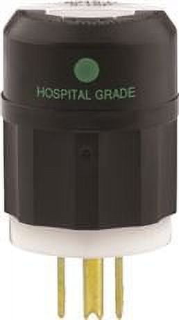 Leviton 8215-C 15 Amp Hospital Grade Plug, 125V, 5-15P, Black/White ...