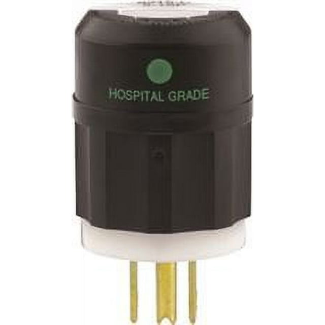Leviton 8215-C 15 Amp Hospital Grade Plug, 125V, 5-15P, Black/White ...