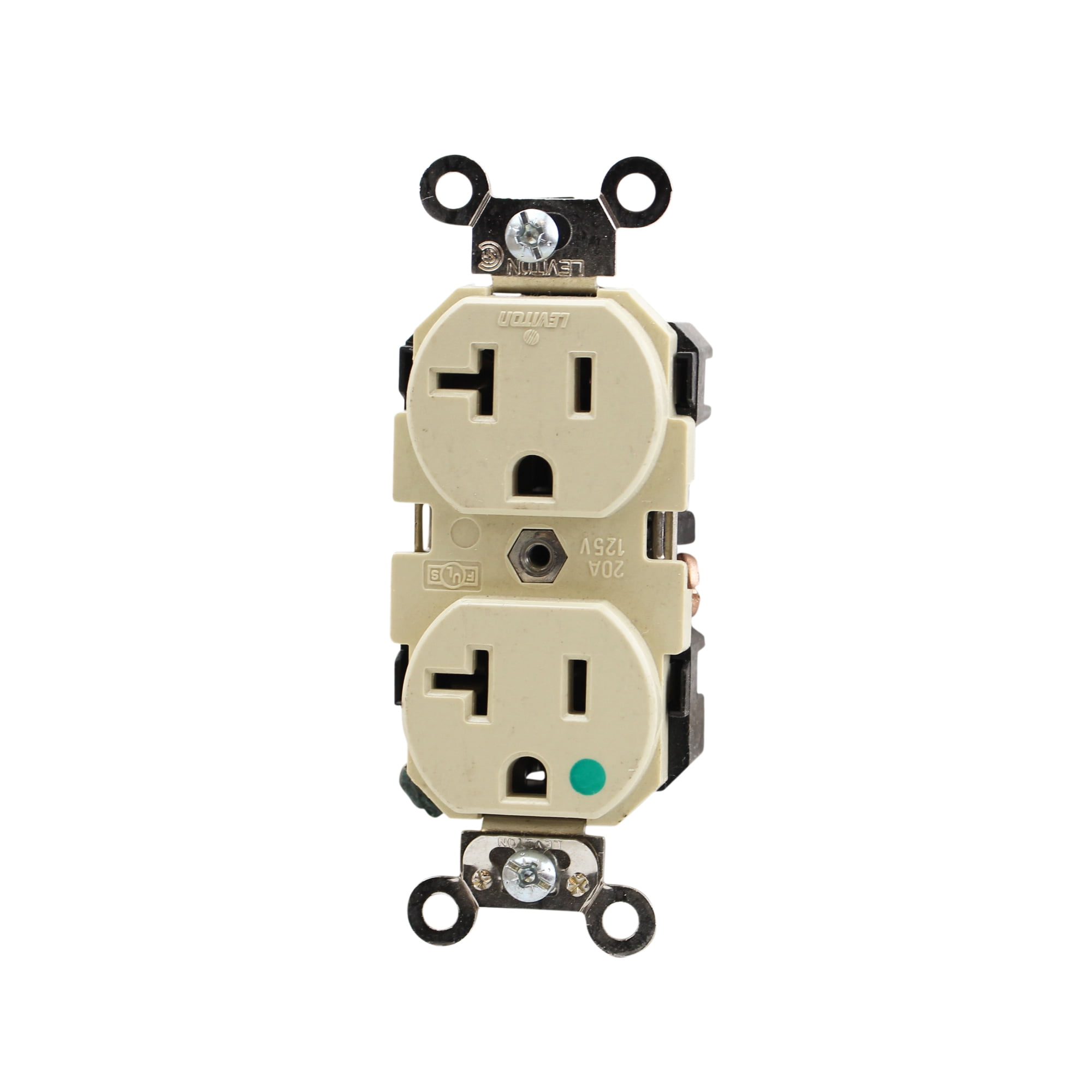 Leviton 8300-I 20 Amp, 125 Volt, Extra Heavy Duty Hospital Grade, Duplex Receptacle, Straight ...