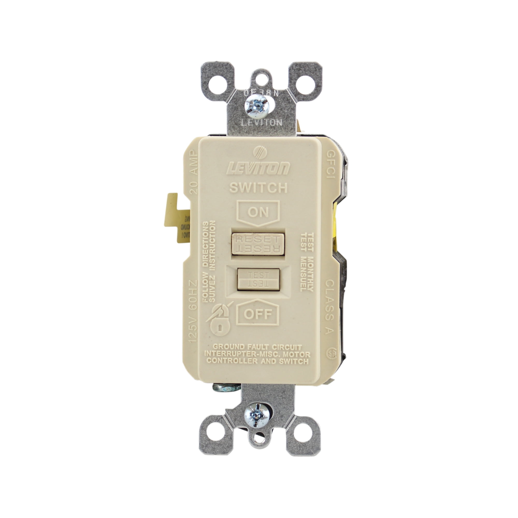 Leviton 8590-I GFCI Switch SmartLock 20A Feed Through, 20A 125V, Ivory ...