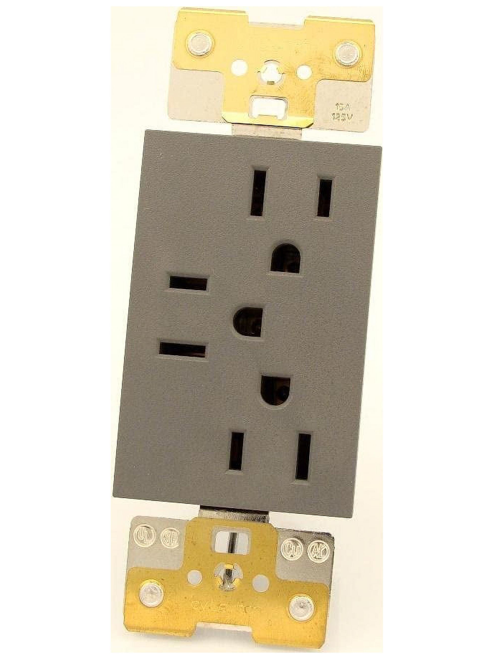 Leviton AC315-G 15 Amp, 125 Volt, NEMA 5-15R, Acenti Triplex Receptacle ...