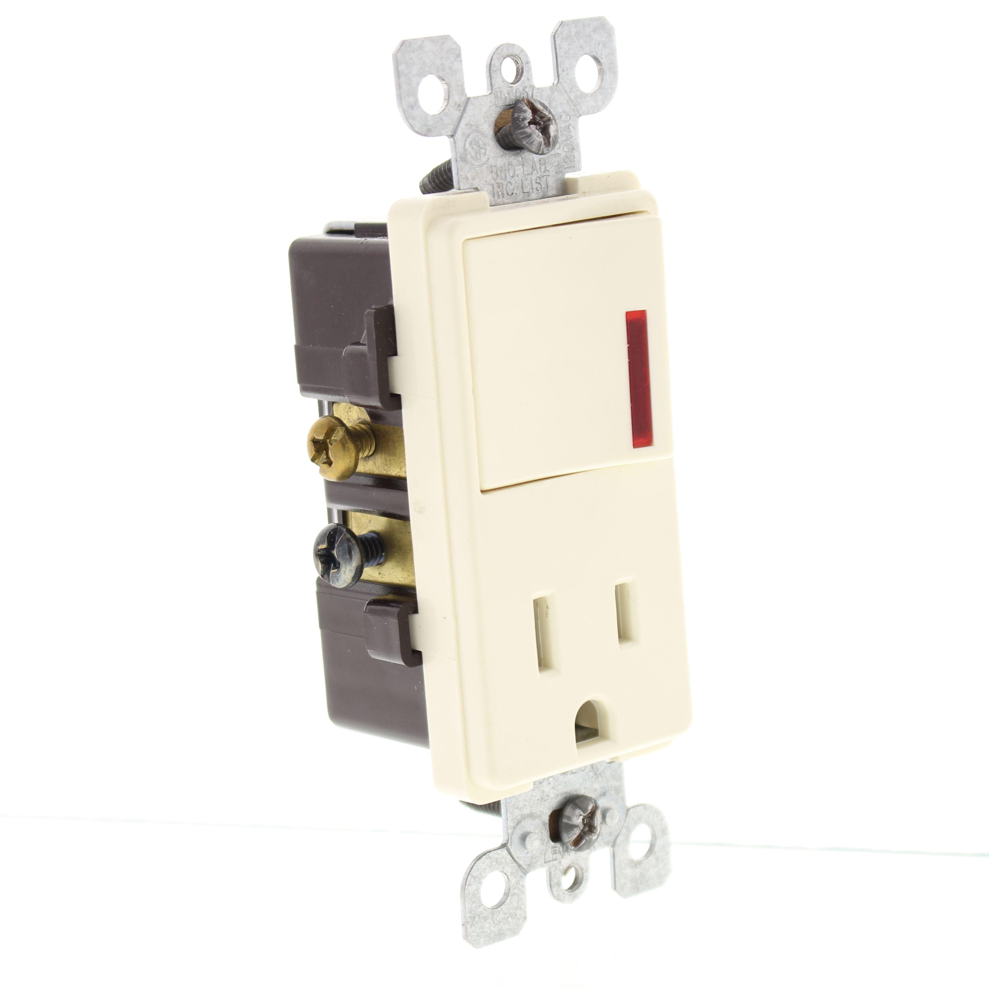 Leviton Almond Decora Pilot Light Switch 15A Receptacle Outlet 5648-A ...