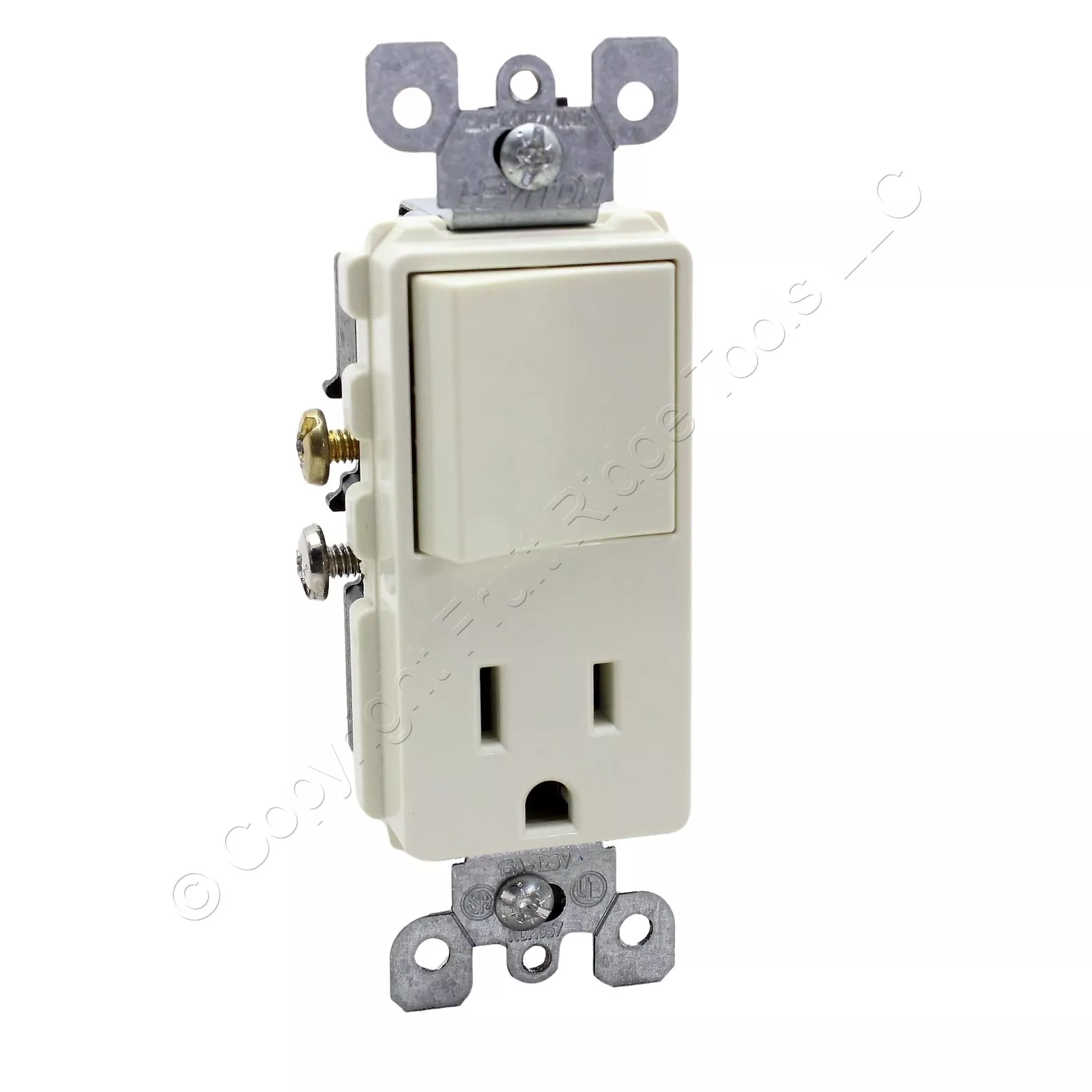 Leviton Almond Decora Single Pole Rocker Switch & Receptacle Outlet 15A ...