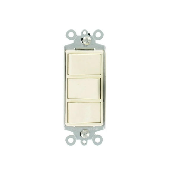 Leviton Almond Decora Triple Rocker Wall Light Switch Triplex 15A 1755 ...