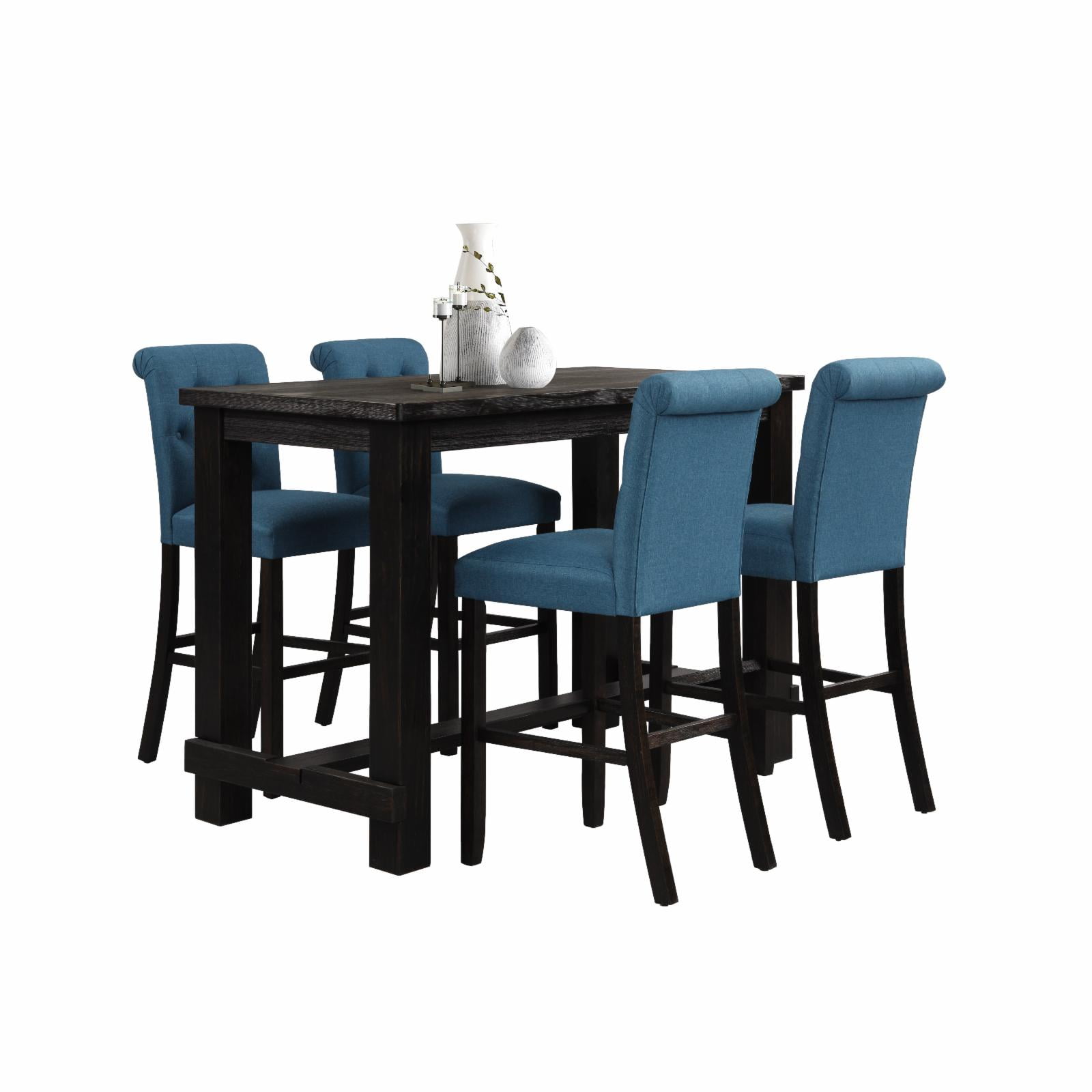 Leviton Antique Black Finished Wood 5-Piece Pub Set, Table with 4 ...