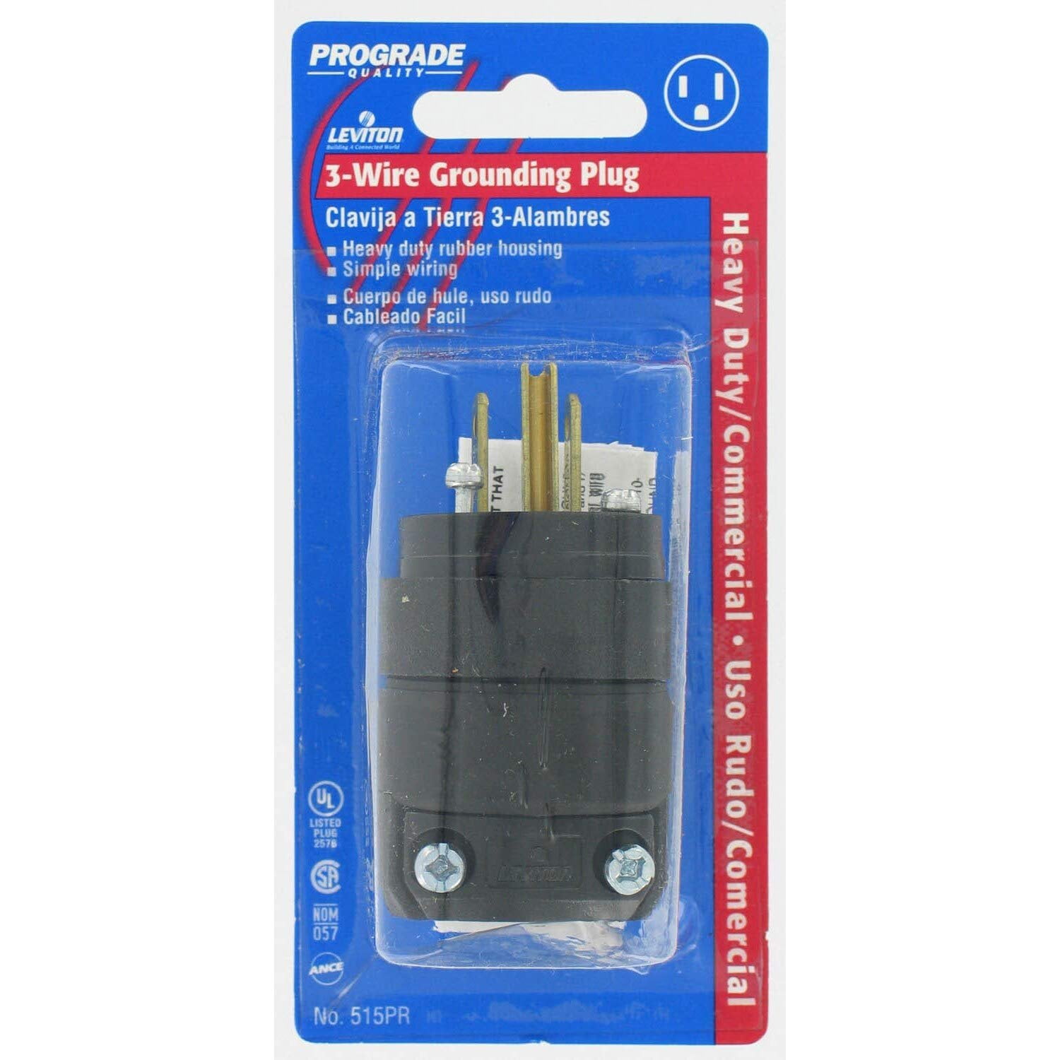 Leviton C20-515PR-000 Commercial Grade Straight Blade Rubber Plug ...
