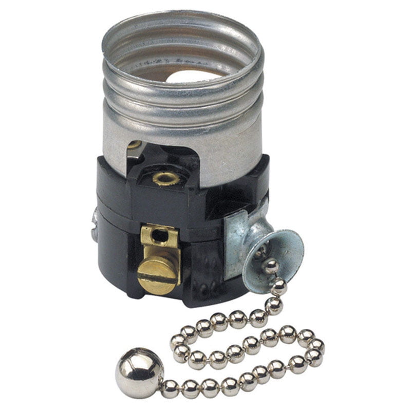 Leviton Pull Chain Medium Base Lamp Socket C21-19980-00M - Black ...